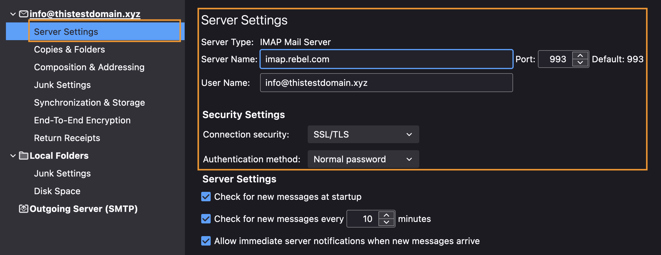 How to update the email server settings on Thunderbird (macOS) – Rebel ...