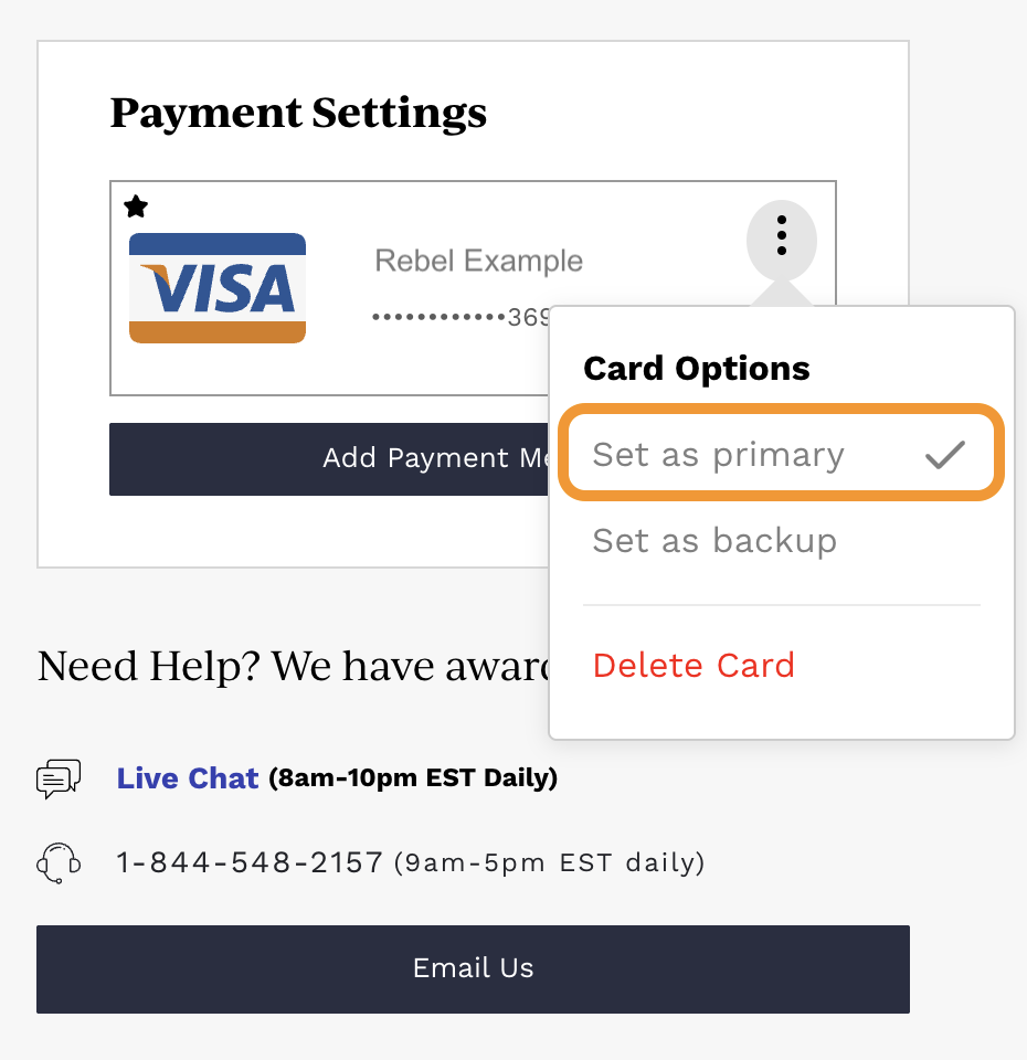 How do I update my payment information? – Rebel.com Help Center
